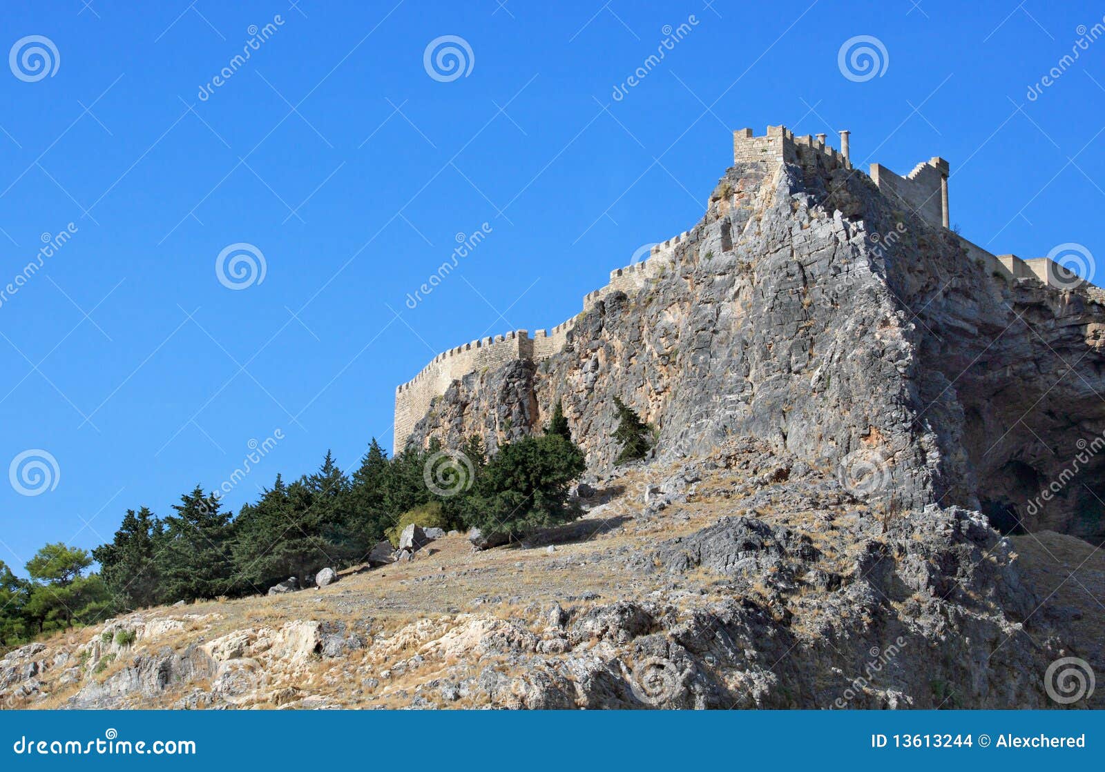 Ancient Acropolis, Lindos - Rhodes Island - Greece Stock Photo - Image ...