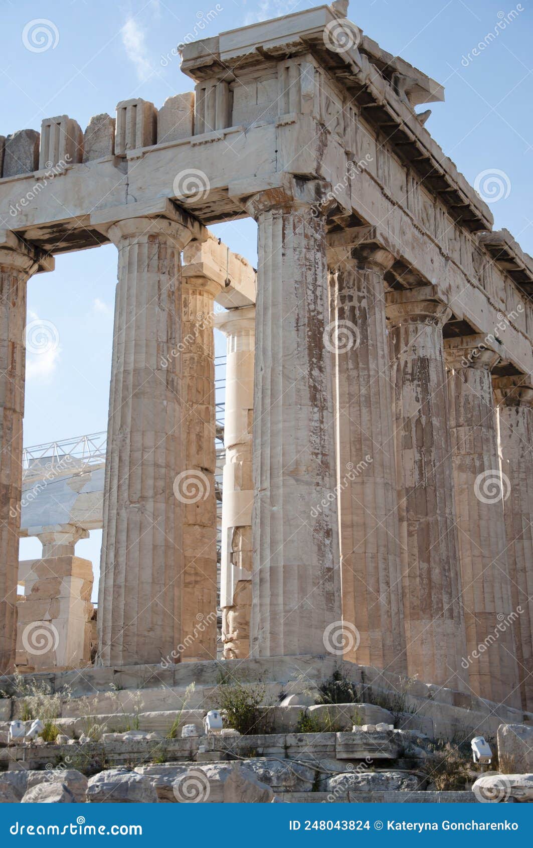 Ancient Acropolis Temple Stone Columns Ruins on Sky Background Stock ...