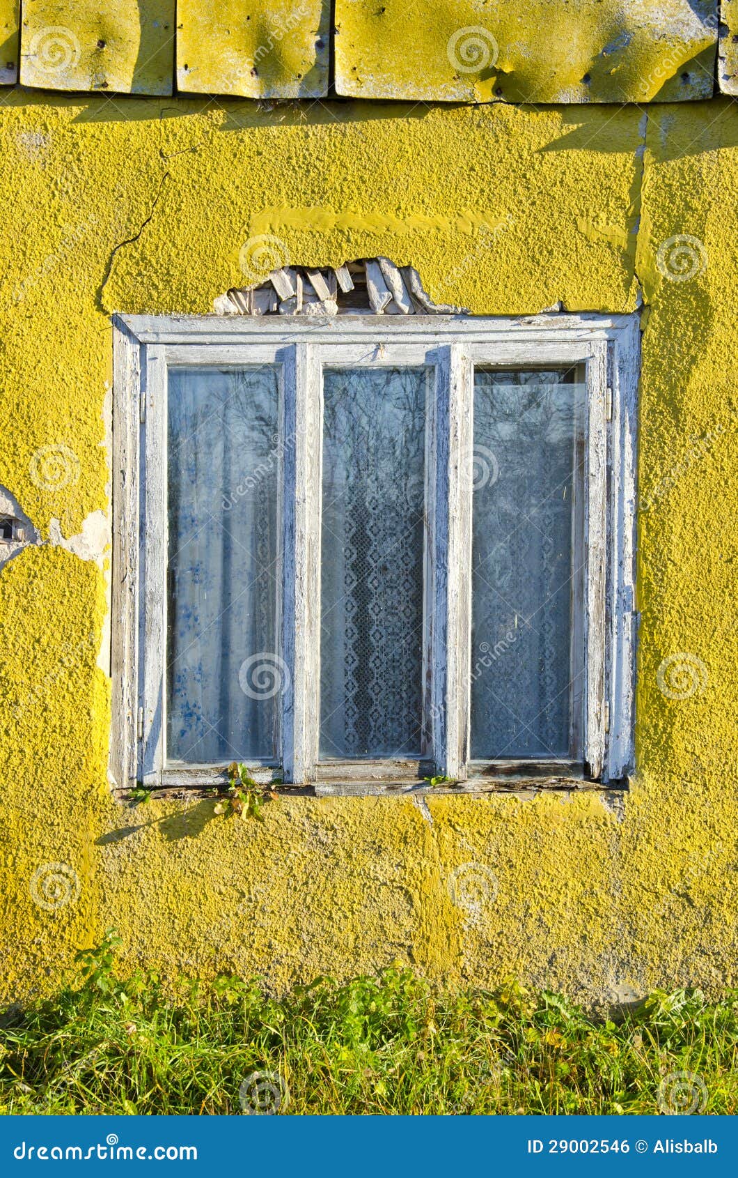Ancient and Aged Window on Old House Wall Stock Photo - Image of ...