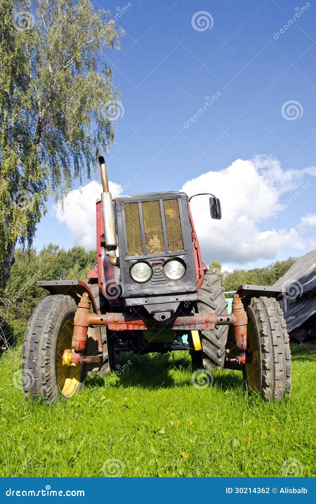 Ancient tractor in farm stock photo. Image of place, aged - 30214362