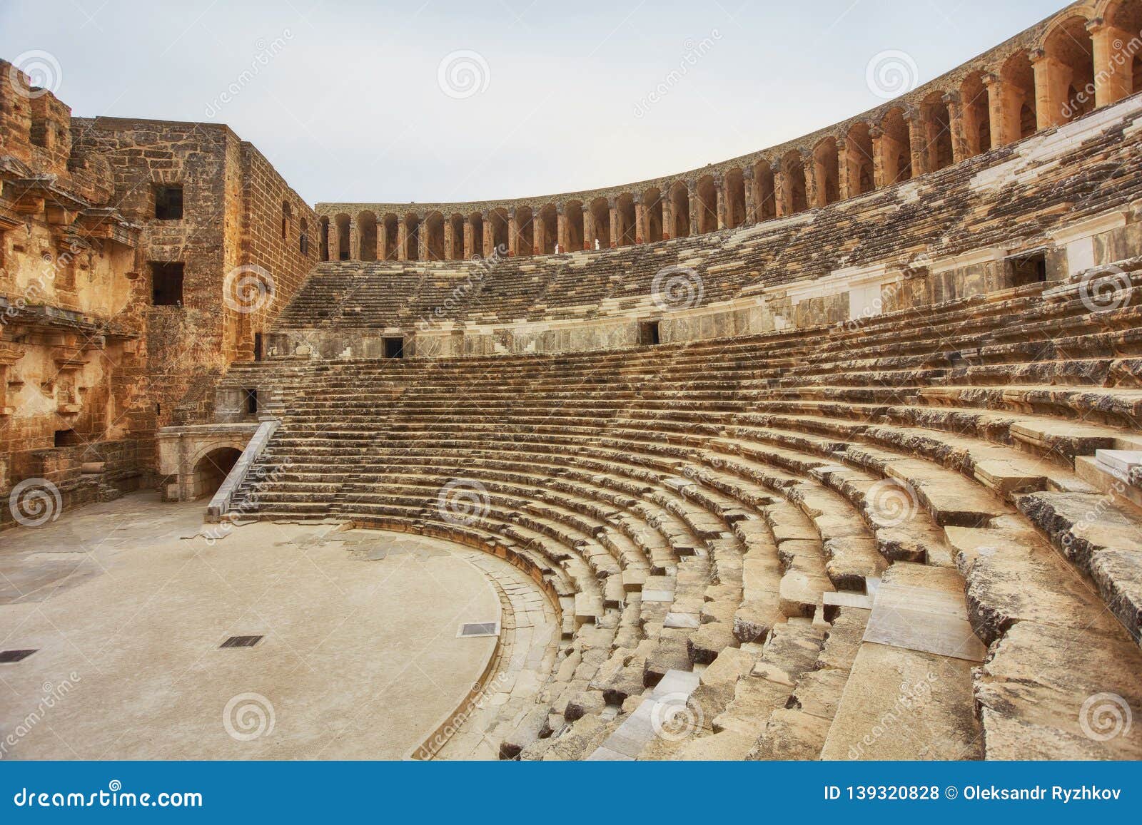 Ancient Amphitheater Aspendos in Antalya, Turkey Stock Photo - Image of ...