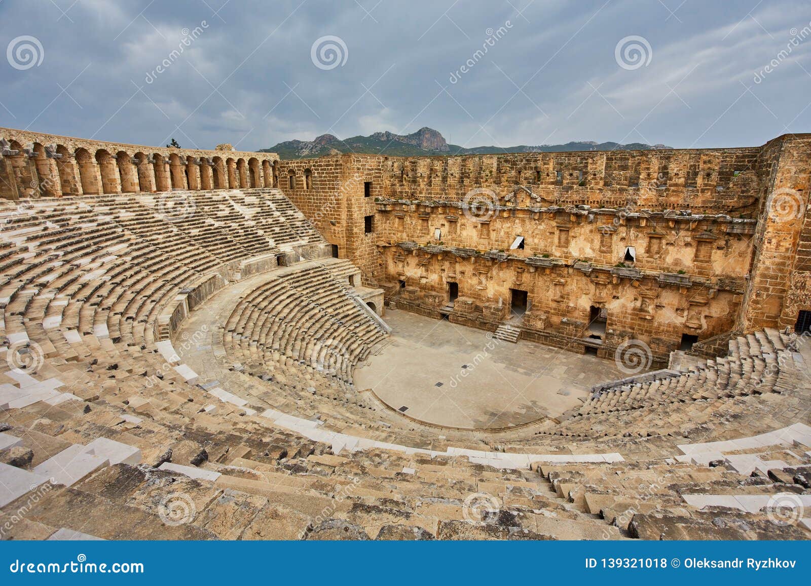 Ancient Amphitheater Aspendos in Antalya, Turkey Stock Photo - Image of ...