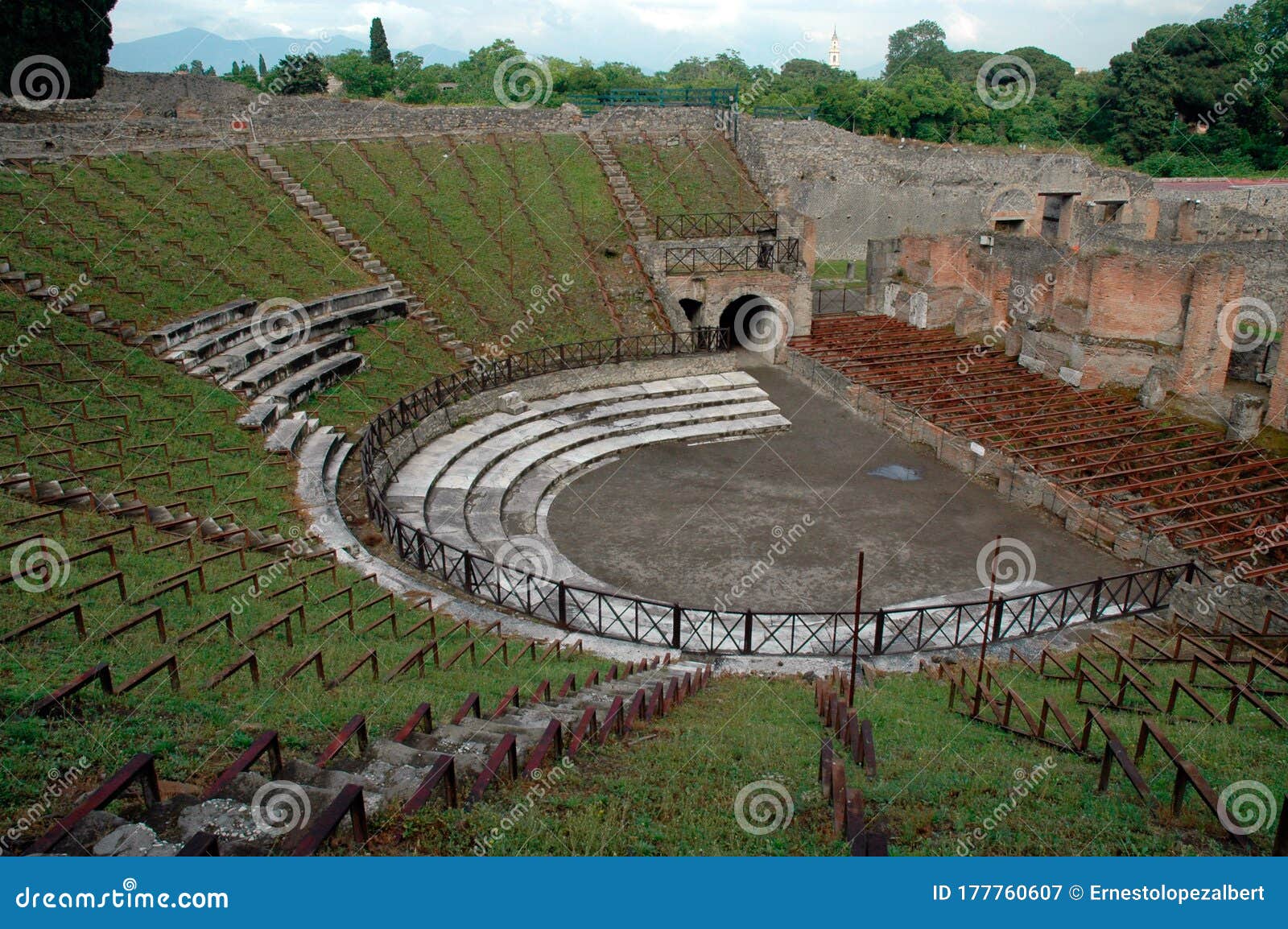 Ancient Amphitheater Covered by Green Grass Stock Image - Image of ...