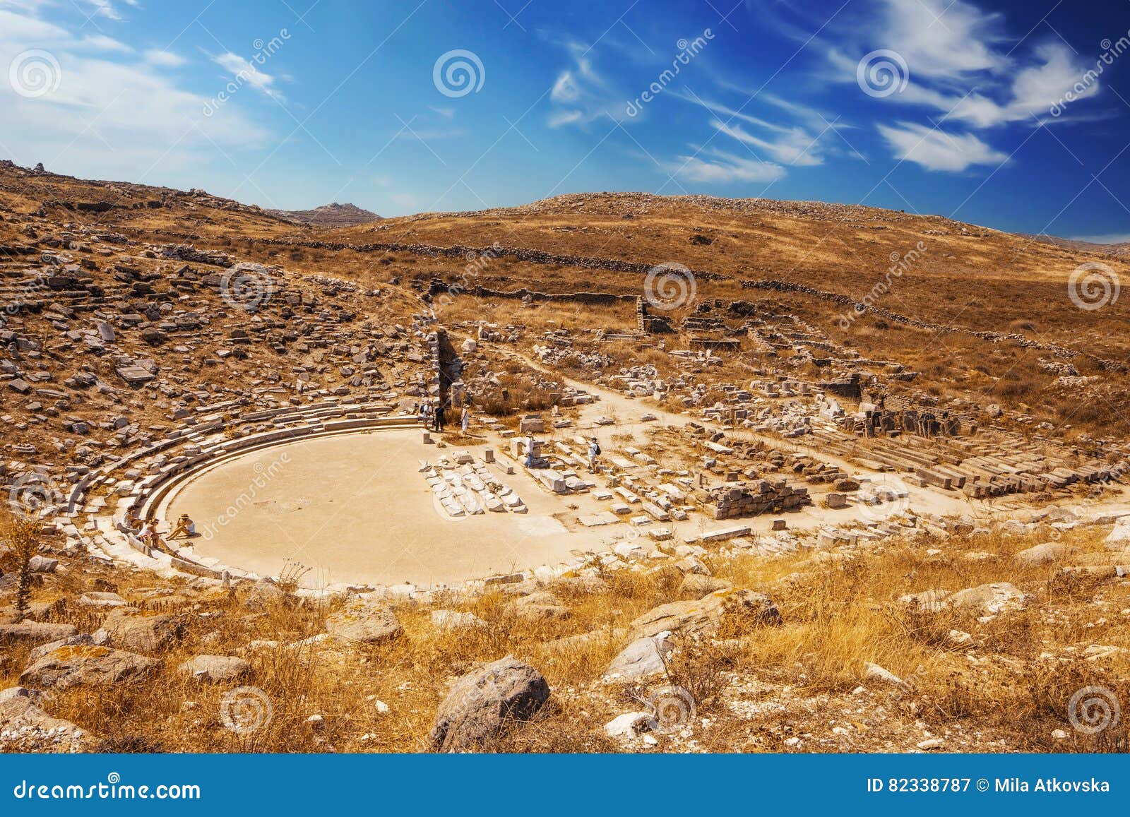 Ancient Amphitheater on Delos Island Stock Image - Image of famous ...