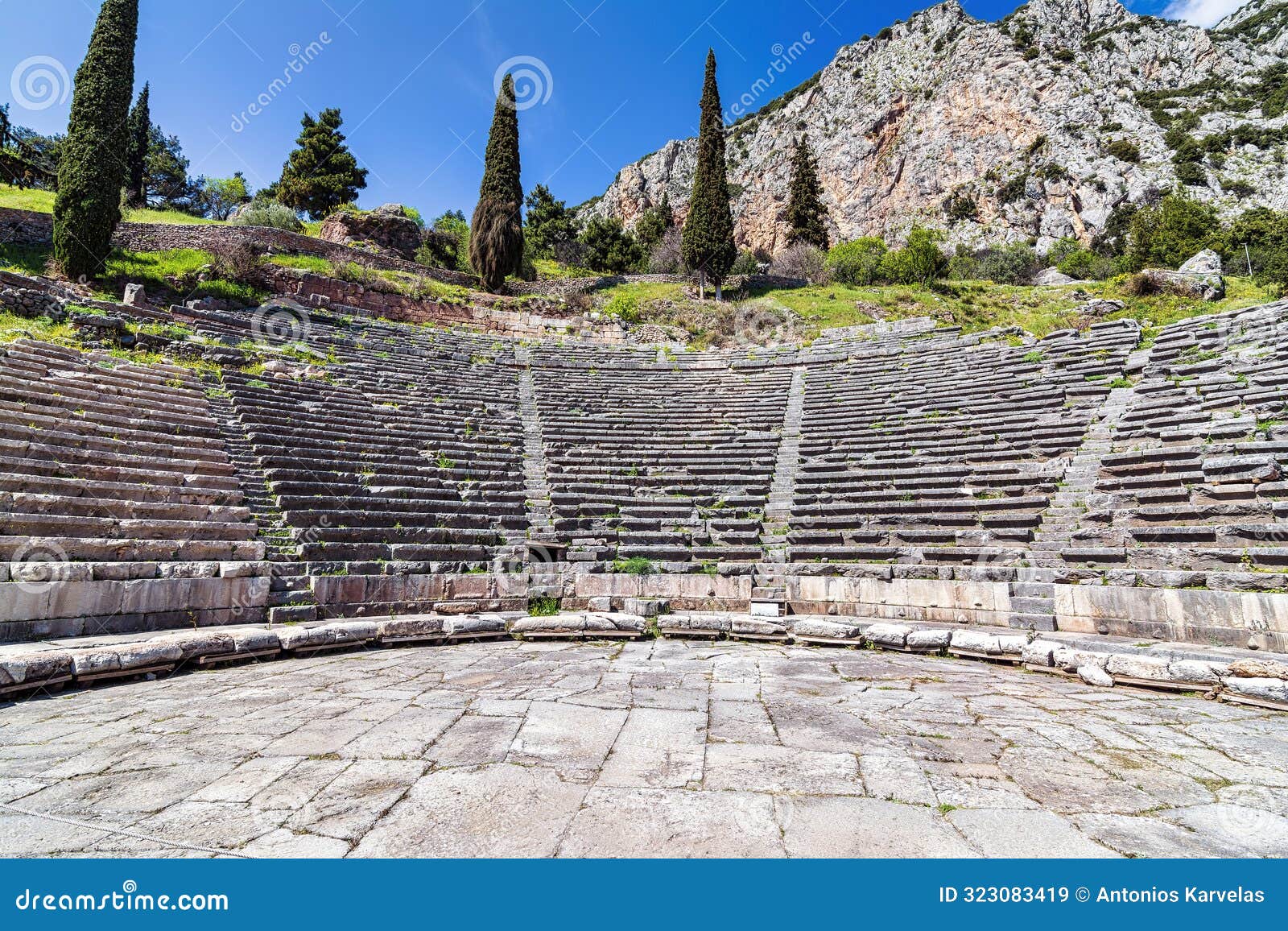 Ancient Amphitheater of Delphi. Archaeological Site in Greece Stock ...