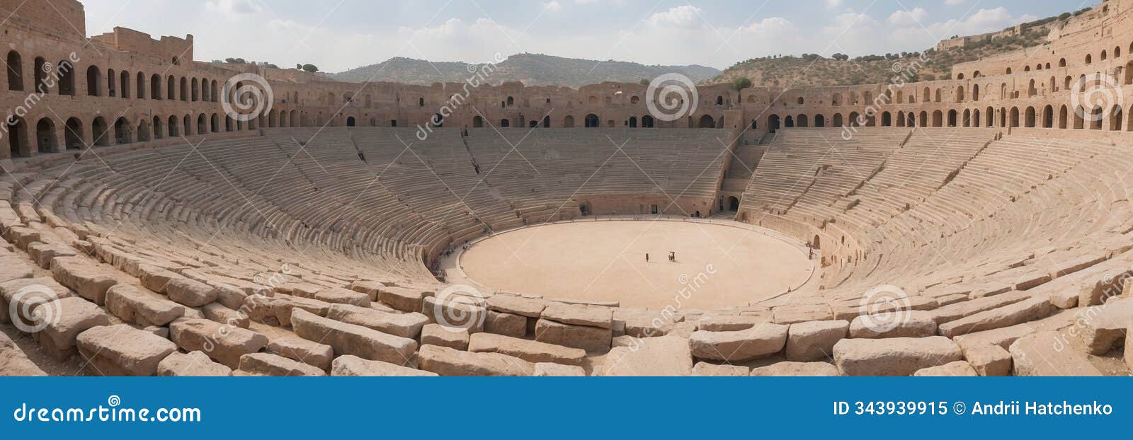 Ancient Amphitheater with Gladiators Gathering for a Battle Stock ...