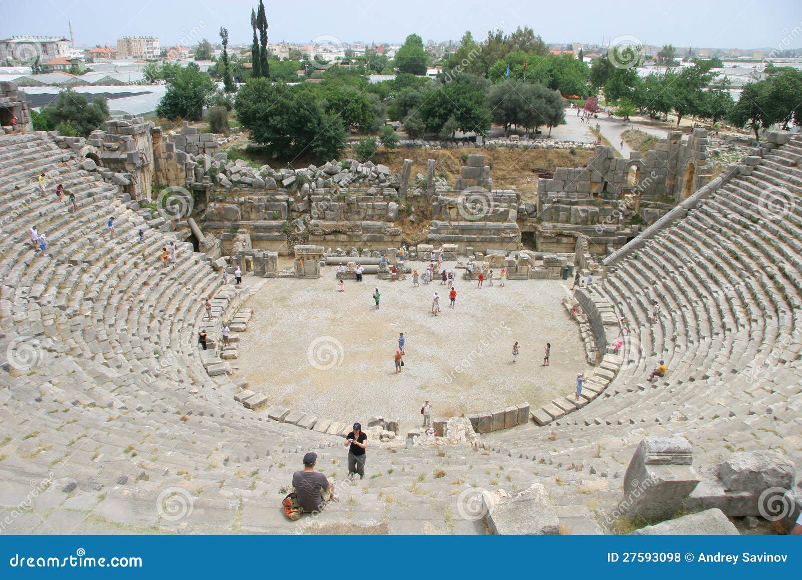 Ancient Amphitheater Of Epidaurus At Peloponnese, Greece Editorial ...