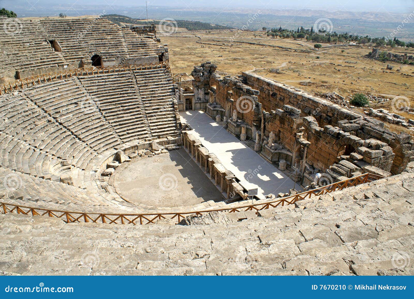 Ancient Amphitheater Near Pamukkale in Hierapolis Stock Photo - Image ...