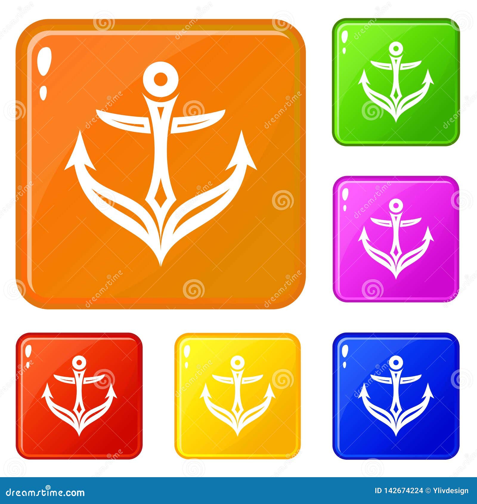 Ancient Anchor Icons Set Vector Color Stock Vector - Illustration of ...