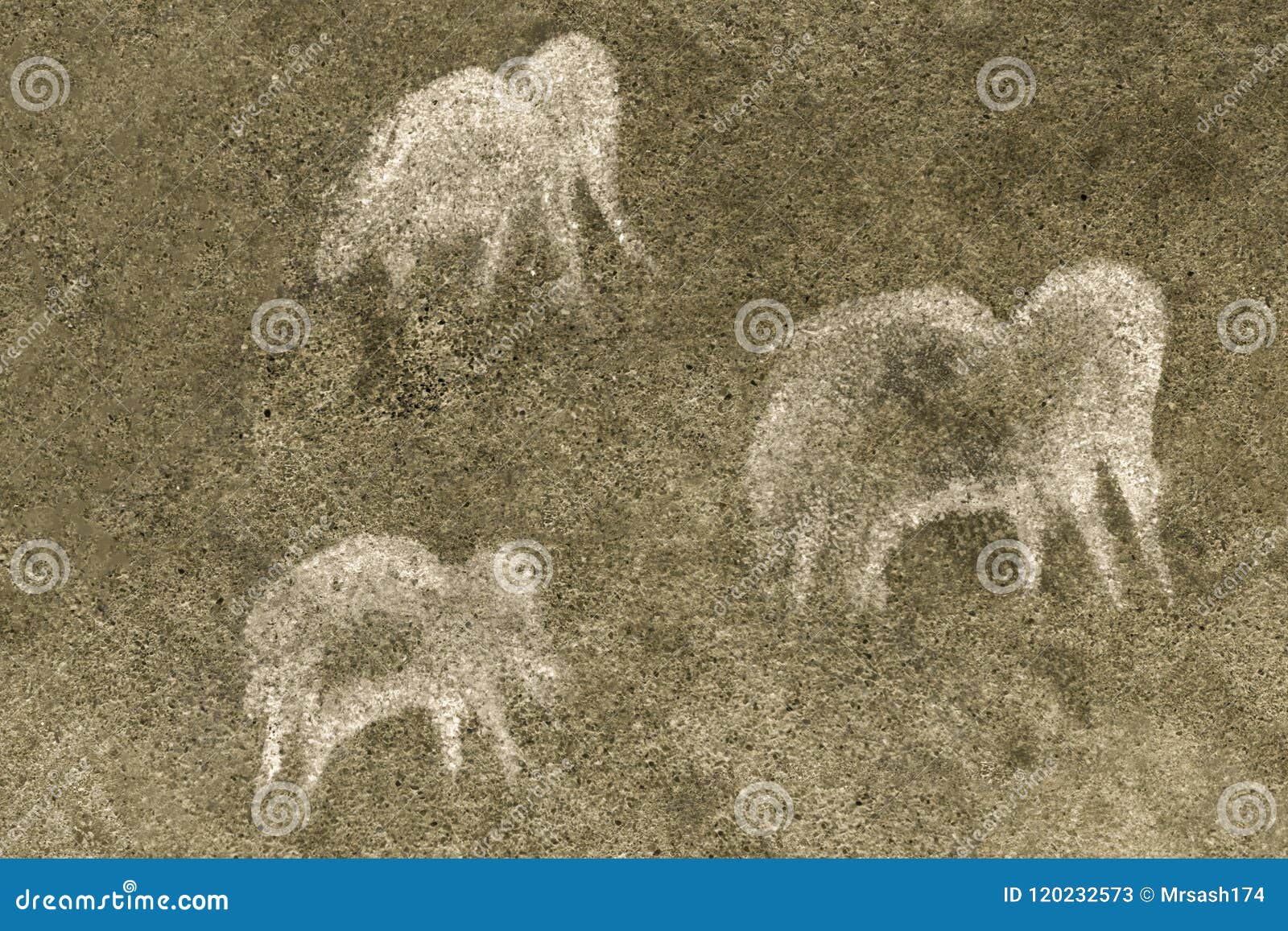 Ancient Animals on the Wall of the Cave Stock Illustration ...