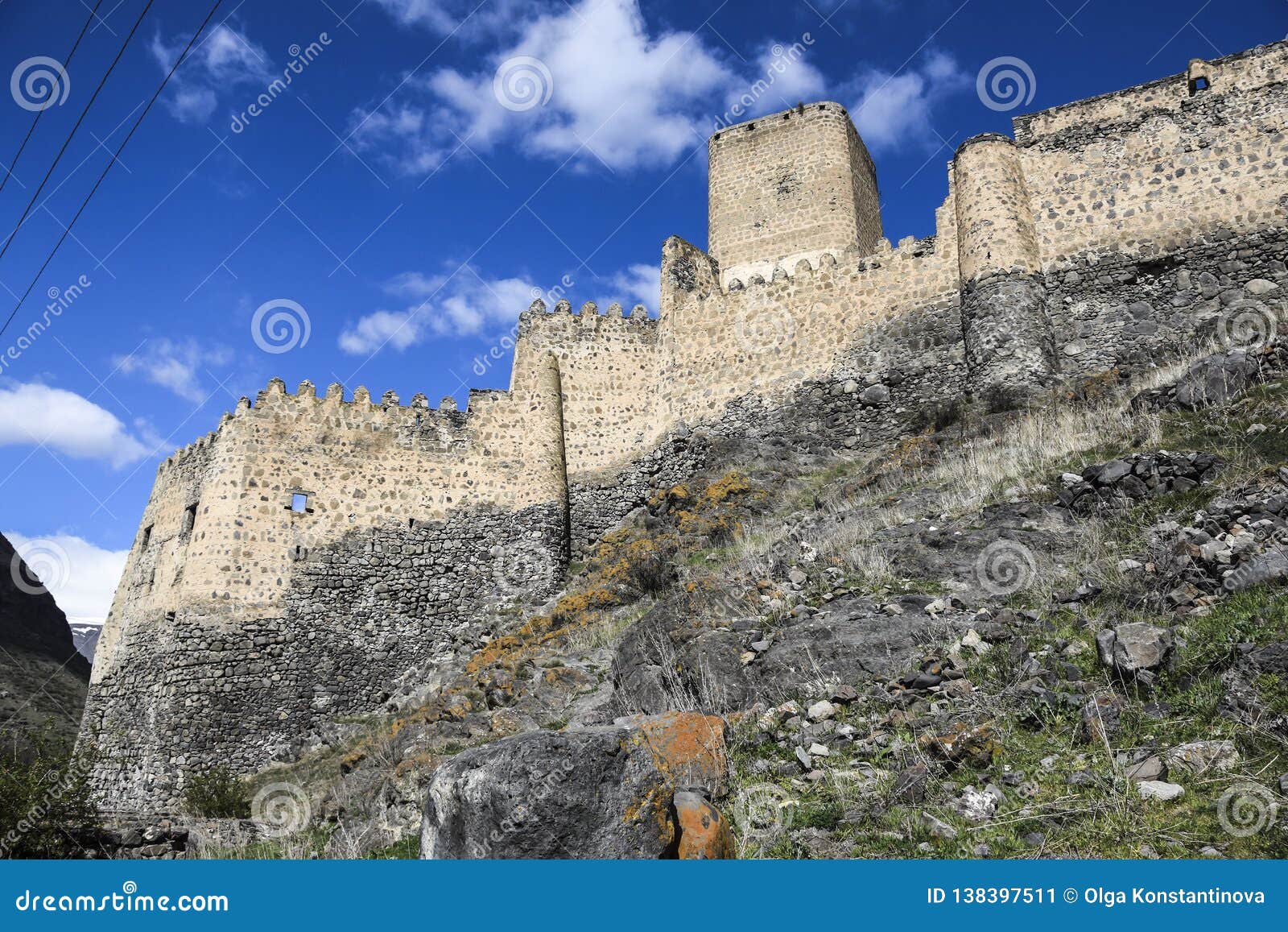 Ancient Antique Castle Stands High in the Mountains Stock Image - Image ...