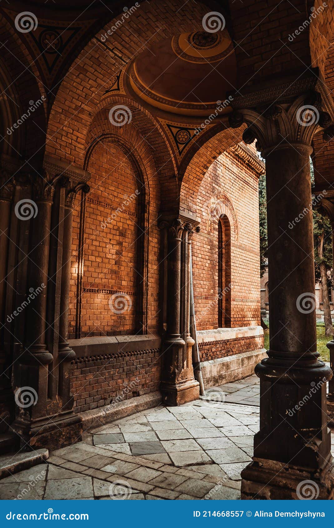 Ancient Antique Columns Hold the Old Brick Historic Building Stock ...