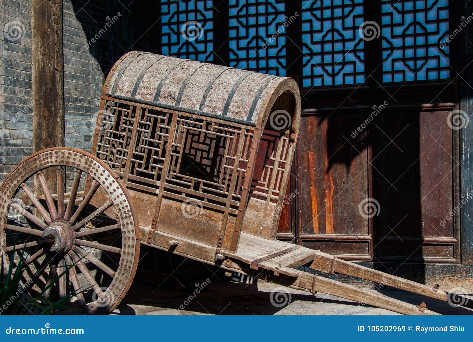 Ancient covered pull cart stock image. Image of shanxi - 105202969