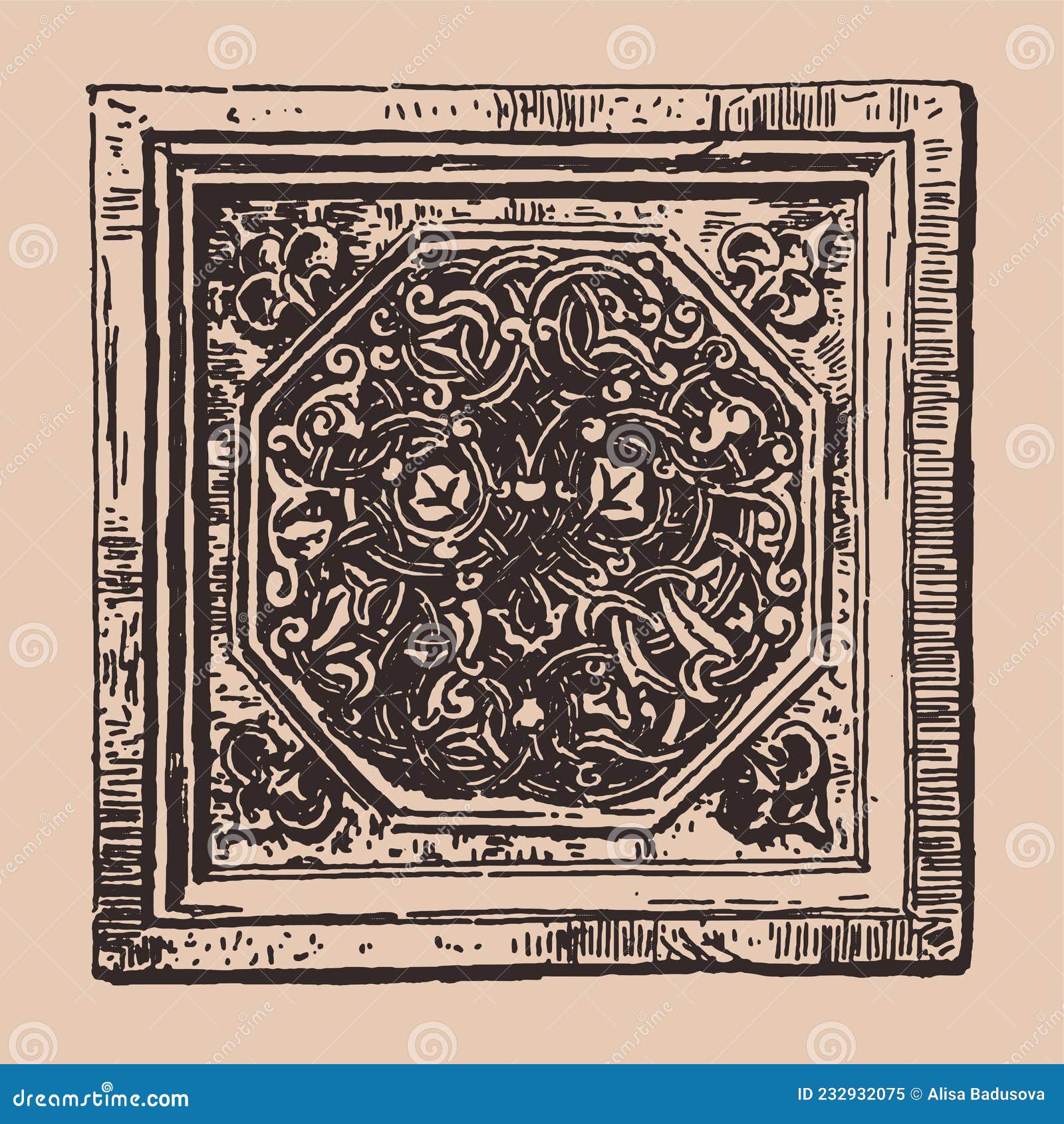 Ancient Antique Traditional Frame Ornament Stock Vector - Illustration ...