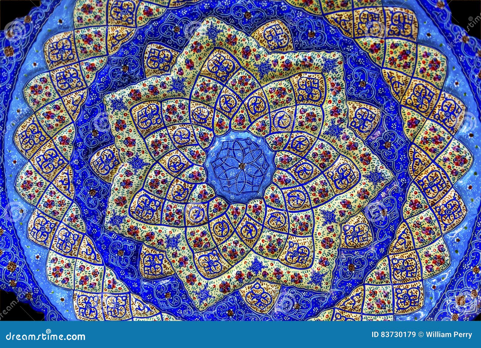 Ancient Arab Islamic Blue Flower Design Pottery Madaba Jordan Stock ...