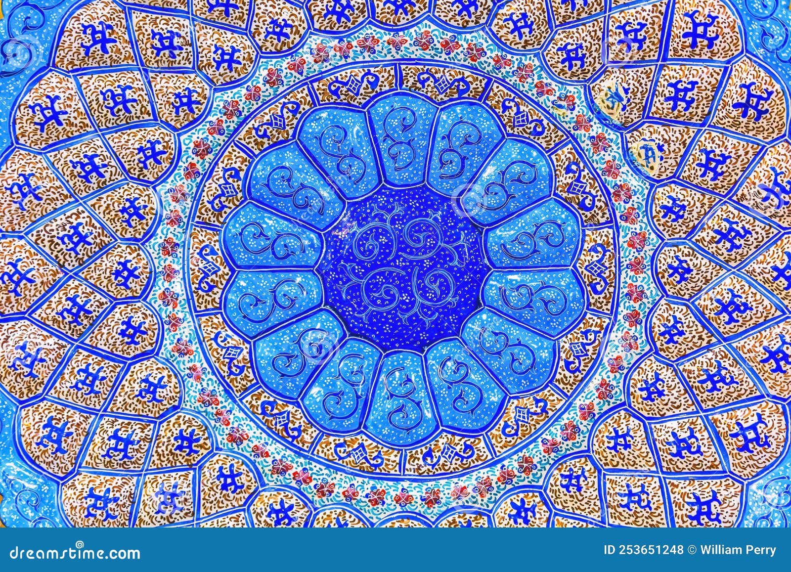 Ancient Arab Islamic Designs Blue Pottery Madaba Jordan Stock Photo ...