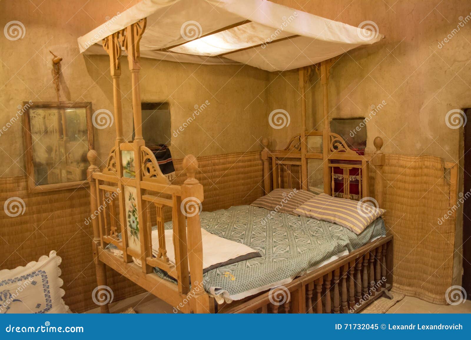 Ancient Arabian Wooden Bed in the Arabic Hut Stock Image - Image of ...