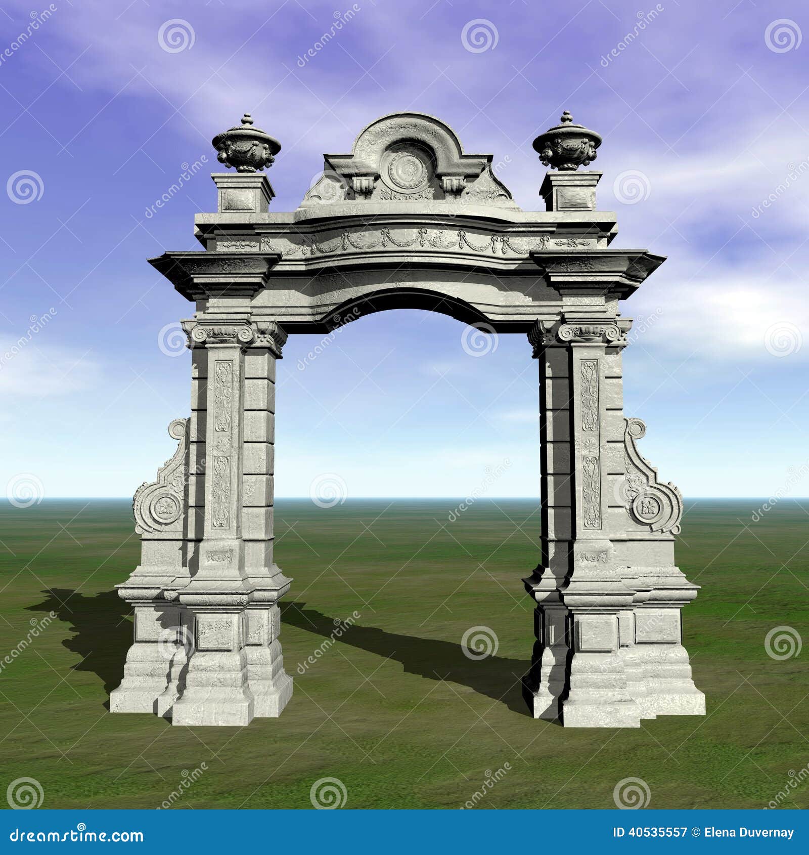 Ancient arch - 3D render stock illustration. Illustration of arch ...