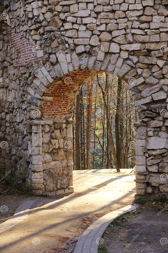 Ancient arch of fort wall stock image. Image of history - 22080585