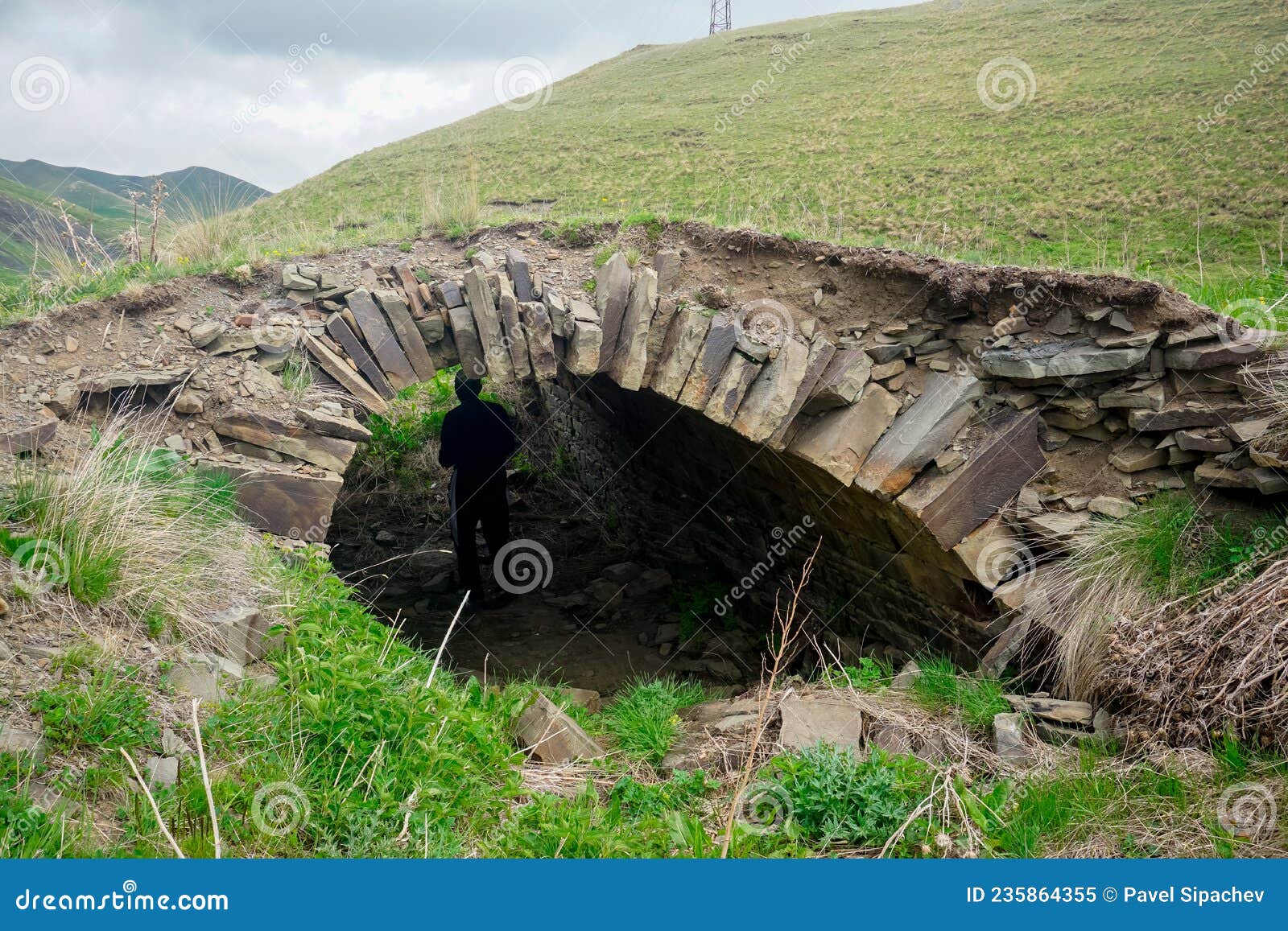 Ancient Arch Grotto in the Mountains of Dagestan Stock Image - Image of ...