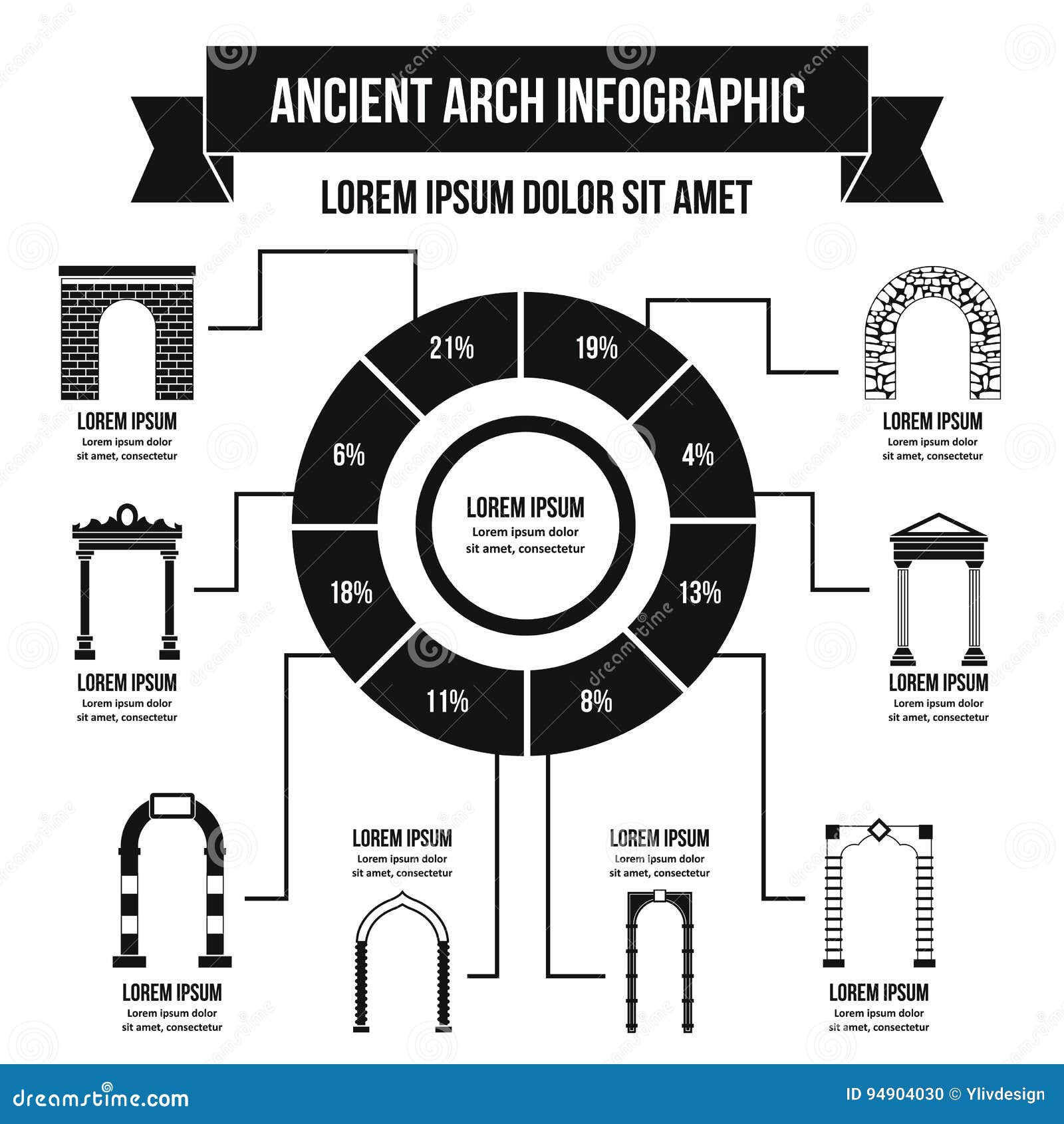 Ancient Arch Infographic Concept, Simple Style Stock Vector ...