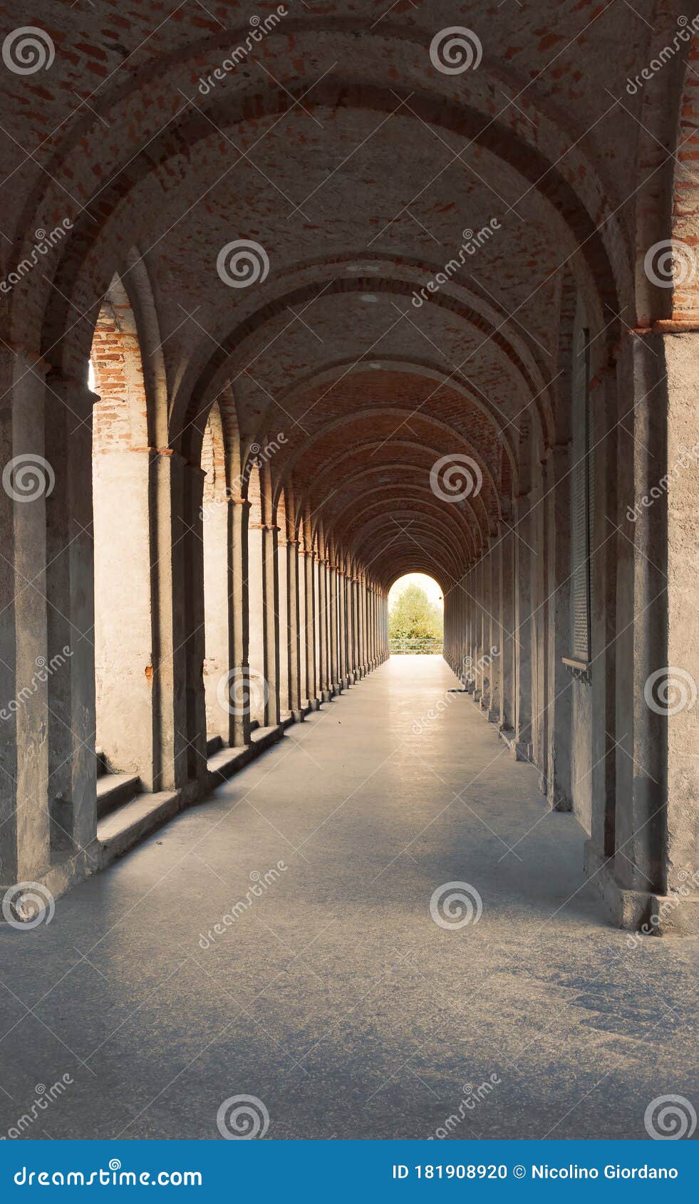 Ancient Arched Corridor Built in Brick Stock Photo - Image of ancient ...