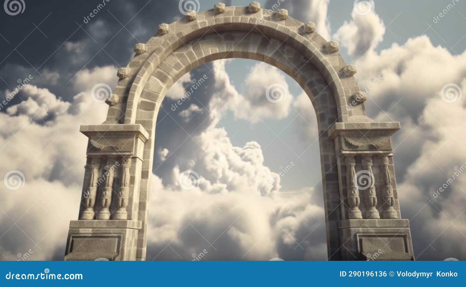 Ancient Arched Gate in Clouds. Generative Ai Stock Photo - Image of ...