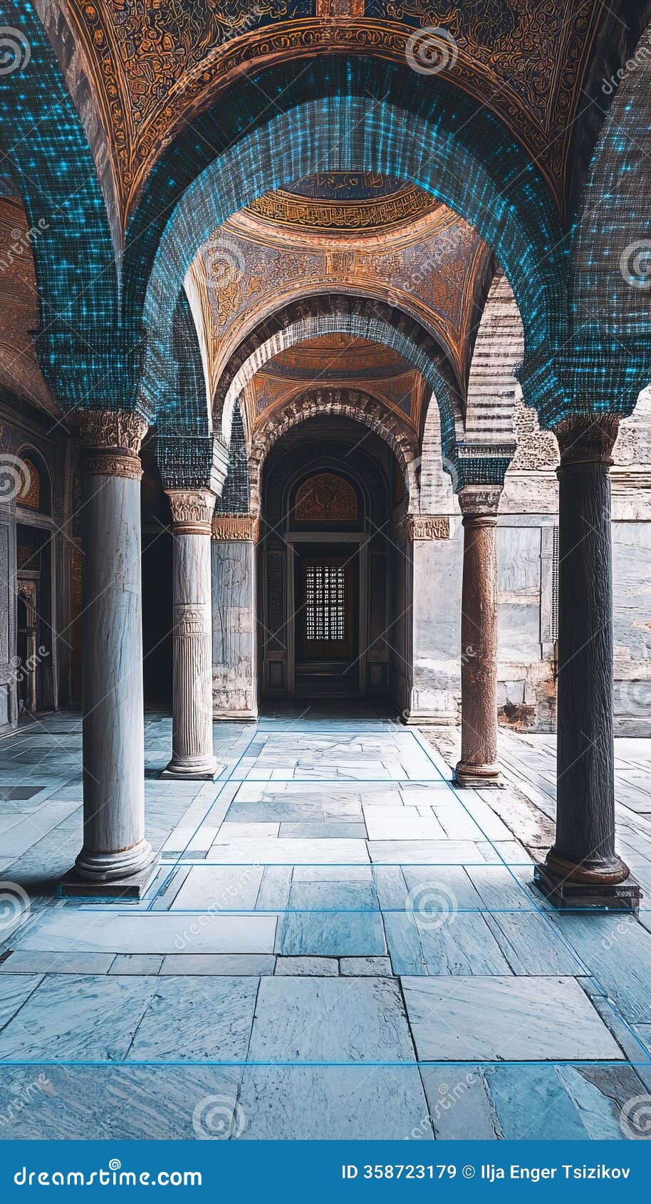 Ancient Arched Hallway with Stone Floor and Ornate Vaulted Ceiling ...