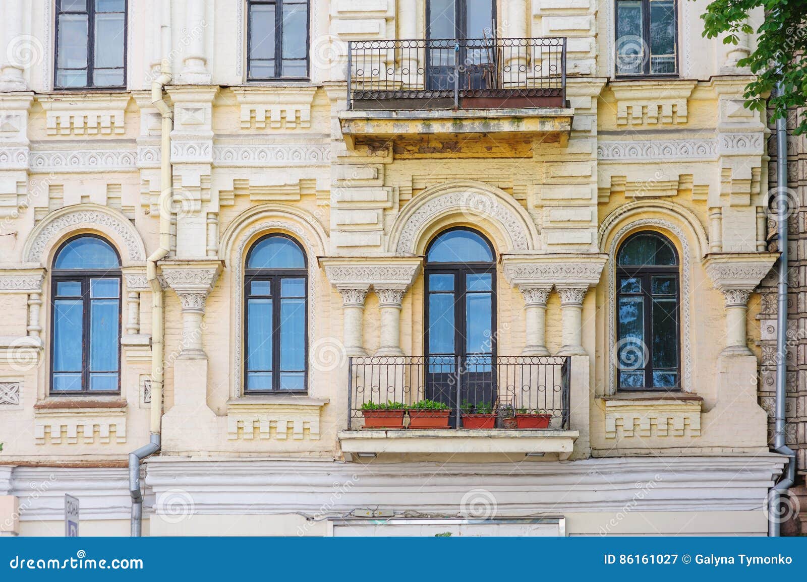 Ancient Architectural High Rise Building with Windows and Pillars Stock ...