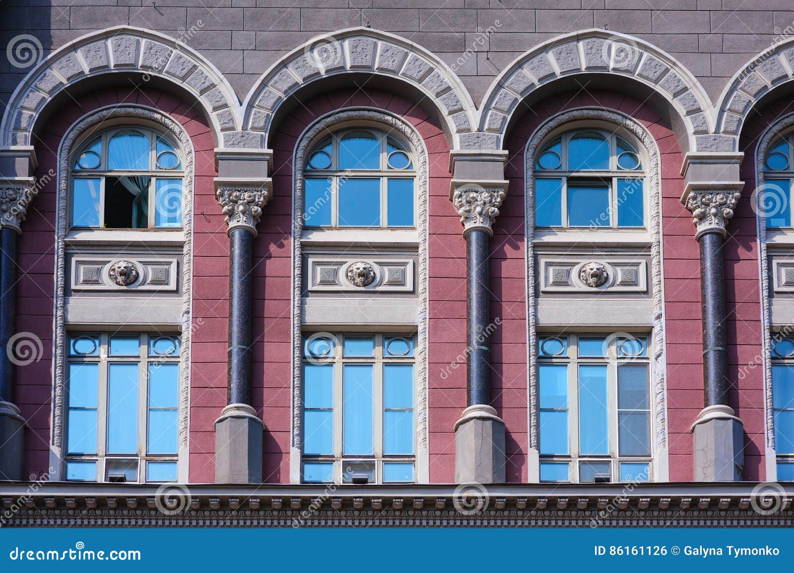 Ancient Architectural High Rise Building with Windows and Pillars Stock ...