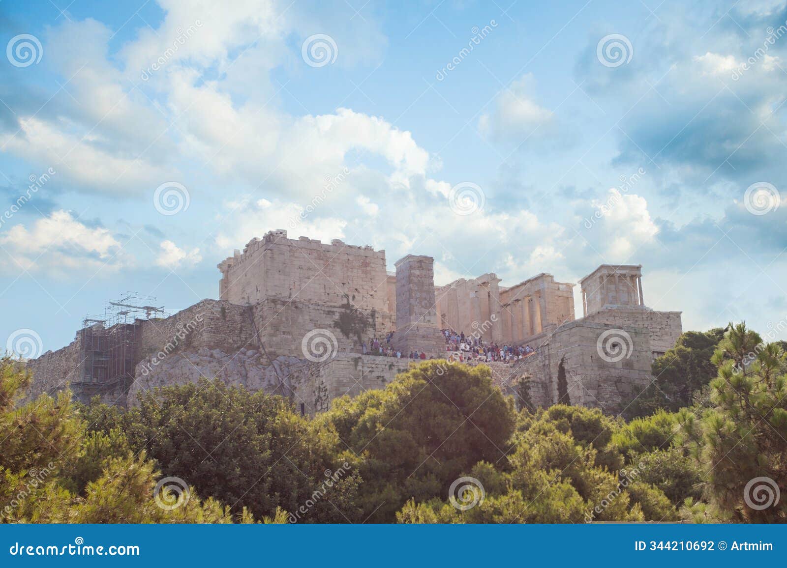 Ancient Architecture, Acropolis Under Day Sky with Cloud. Athens ...