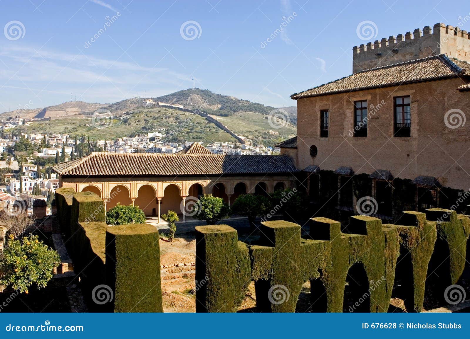 Ancient Architecture In The Alhambra Palace In Spain Royalty Free Stock ...