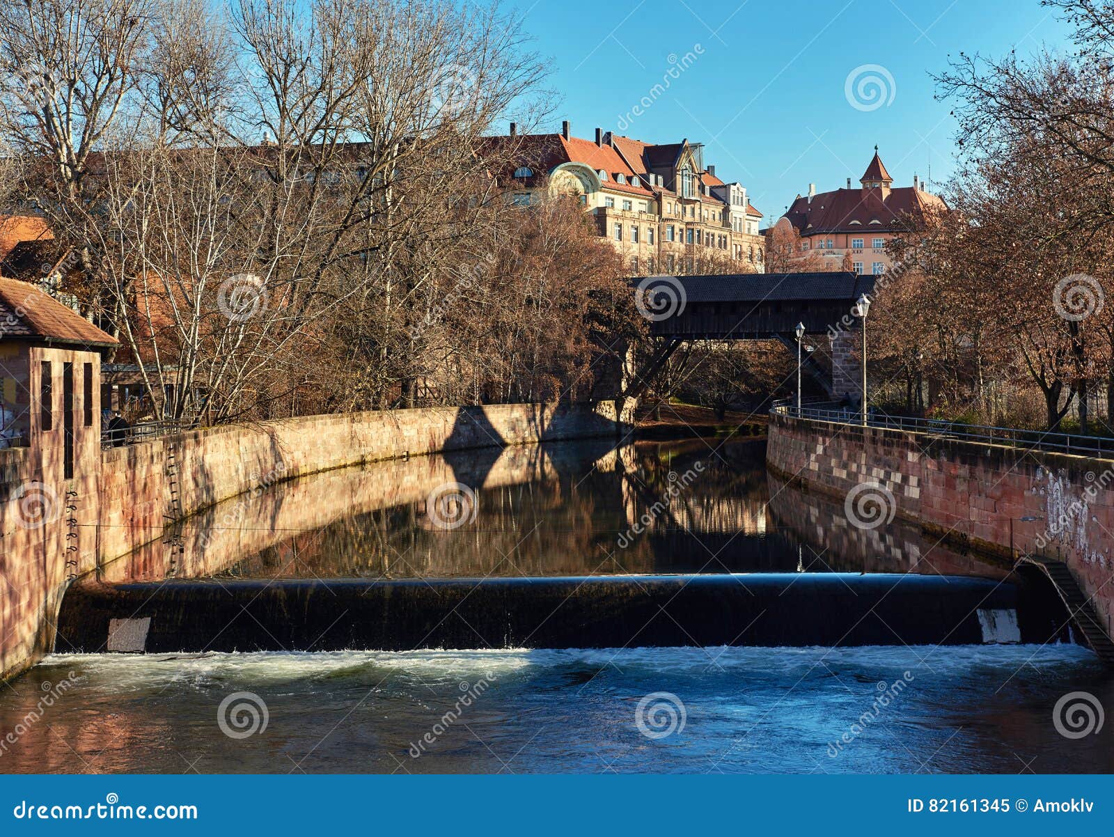 Ancient Architecture and the Pegnitz River Stock Image - Image of ...