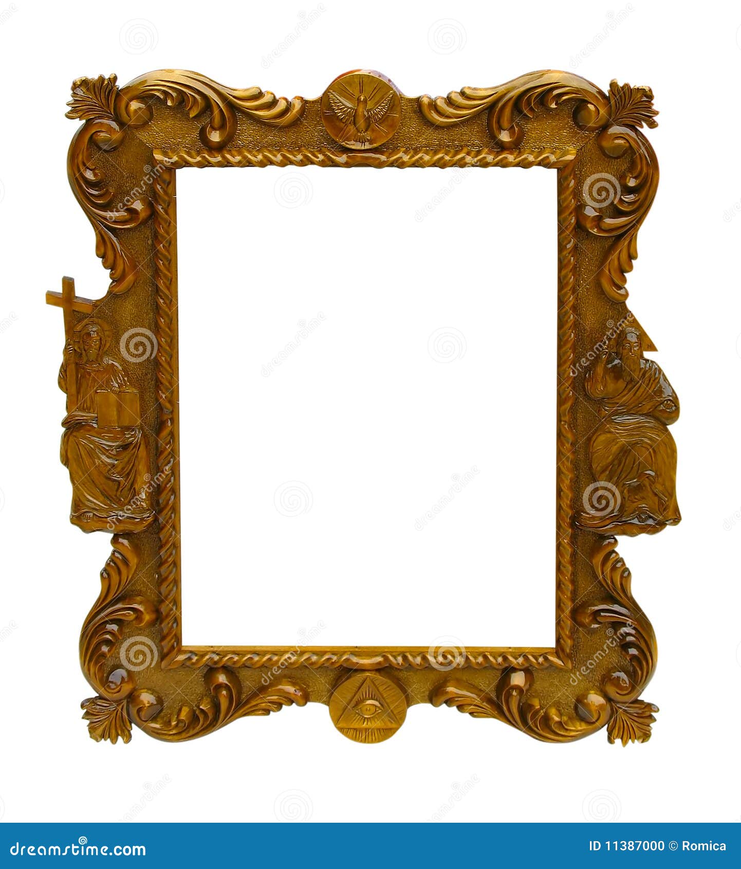 Ancient Art Pattern Wood Frame Isolated Over White Stock Photo - Image ...