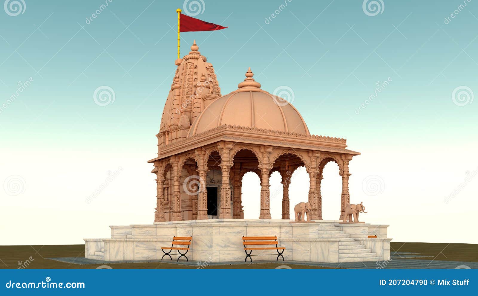Left-front View of Temple in 3d Form Stock Illustration - Illustration ...