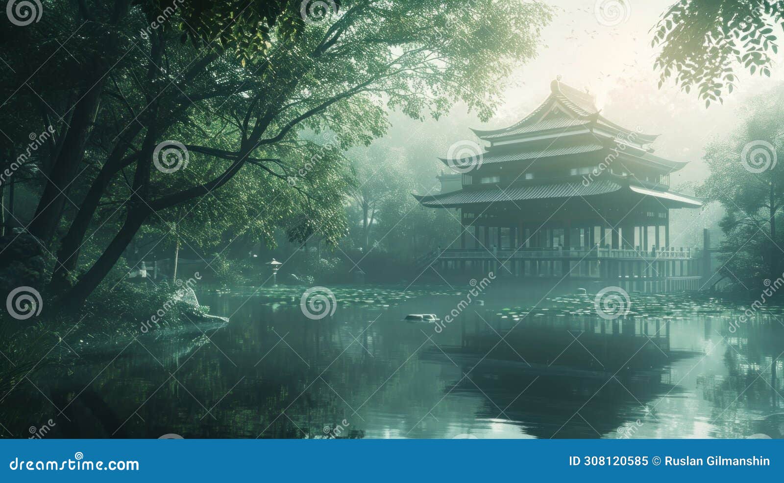 Ancient Asian Castle with Reflection on a Pond Stock Image - Image of ...
