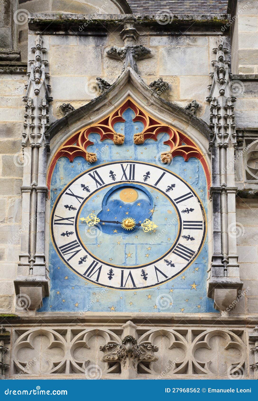 Ancient Astronomical Clock, Autun Cathedral Stock Photo - Image of ...