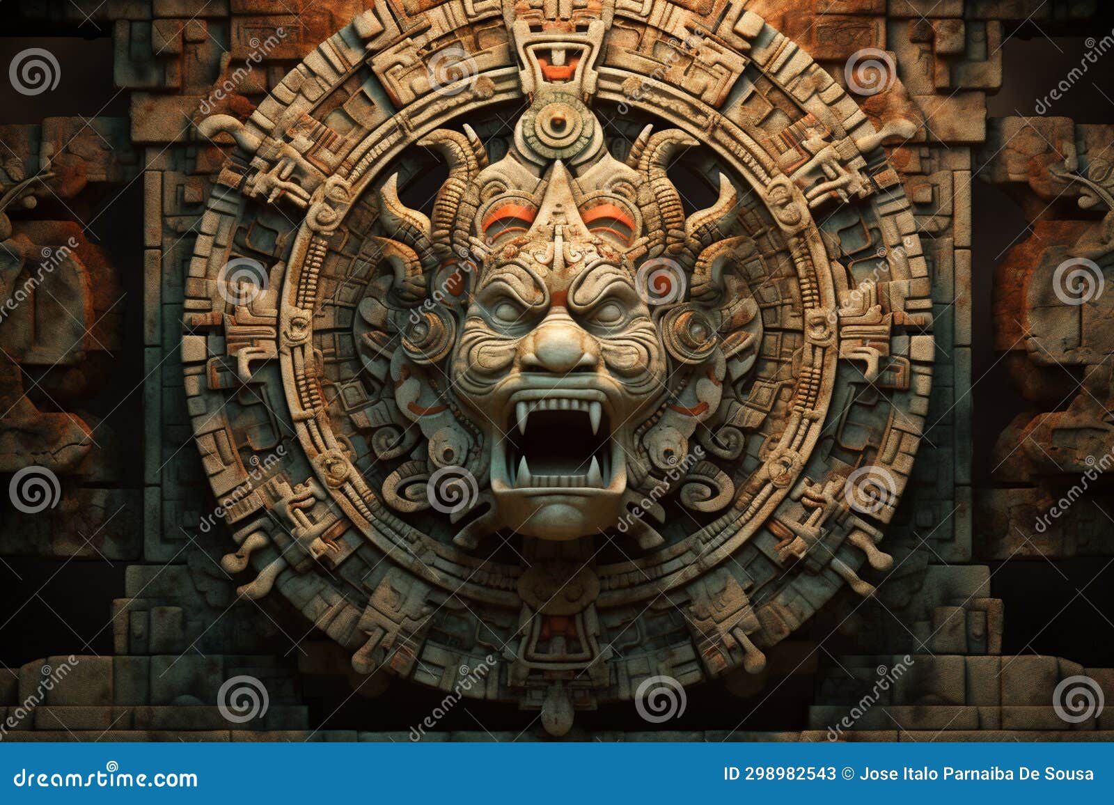 Ancient Aztec Artwork Featuring Revered and Mythic Stock Illustration ...