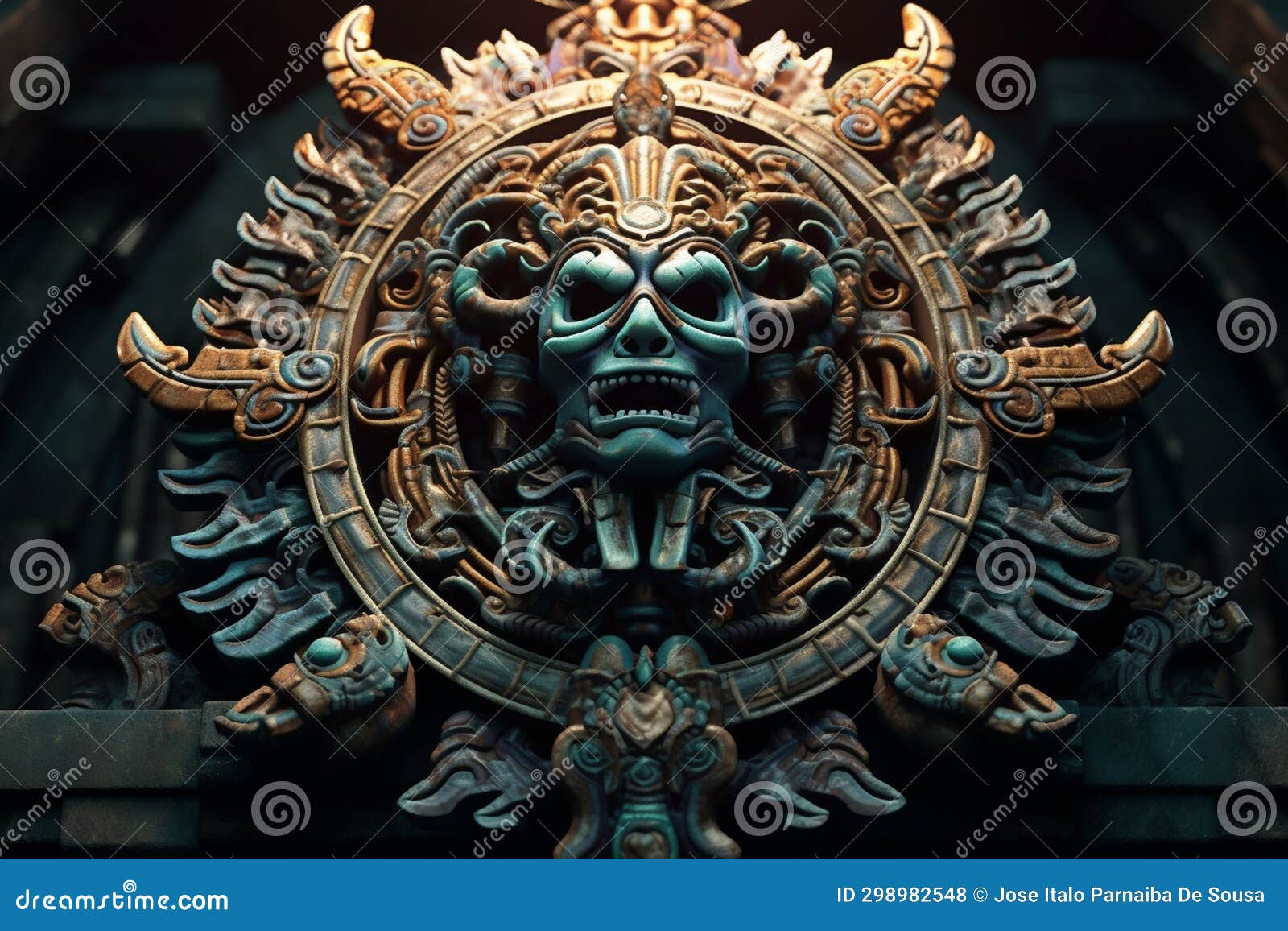 Ancient Aztec Artwork Featuring Revered and Mythic Stock Illustration ...