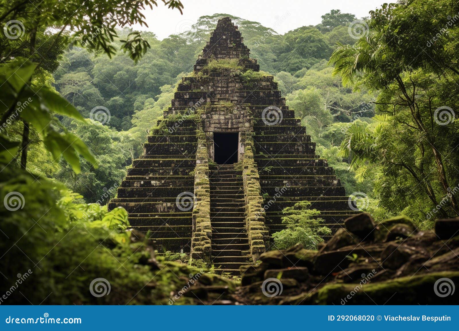 Ancient Aztec Pyramid in the Jungle Stock Illustration - Illustration ...