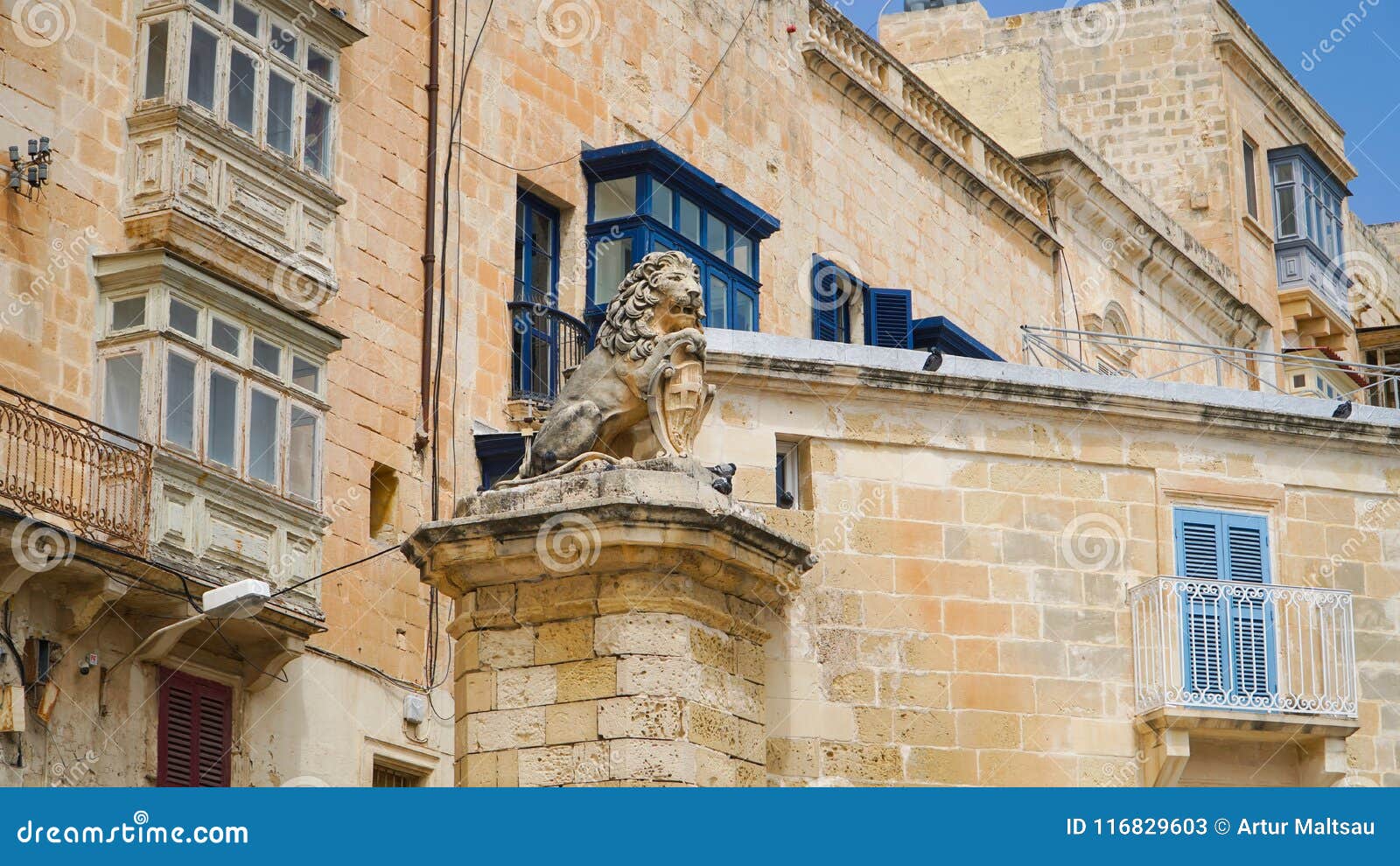 Ancient Balconies in the Ancient City of Valletta, Malta. Stock Image ...