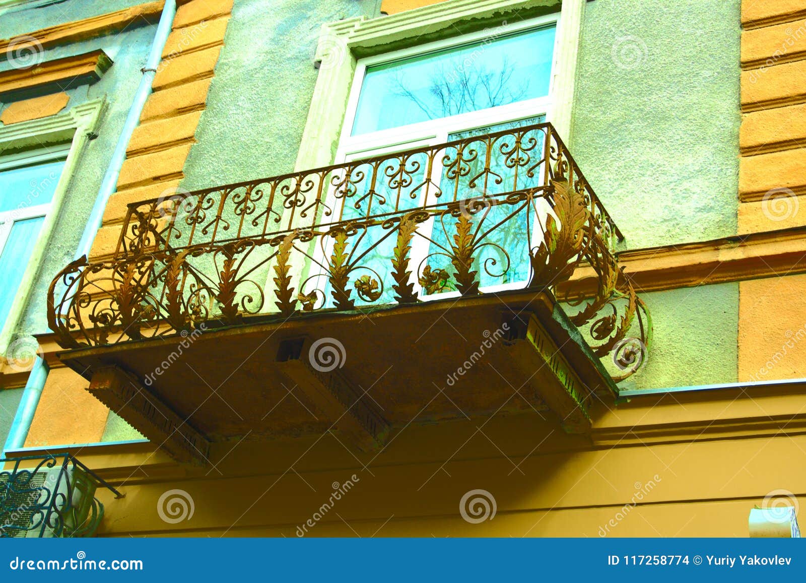 Ancient balcony, stucco stock photo. Image of exterior - 117258774