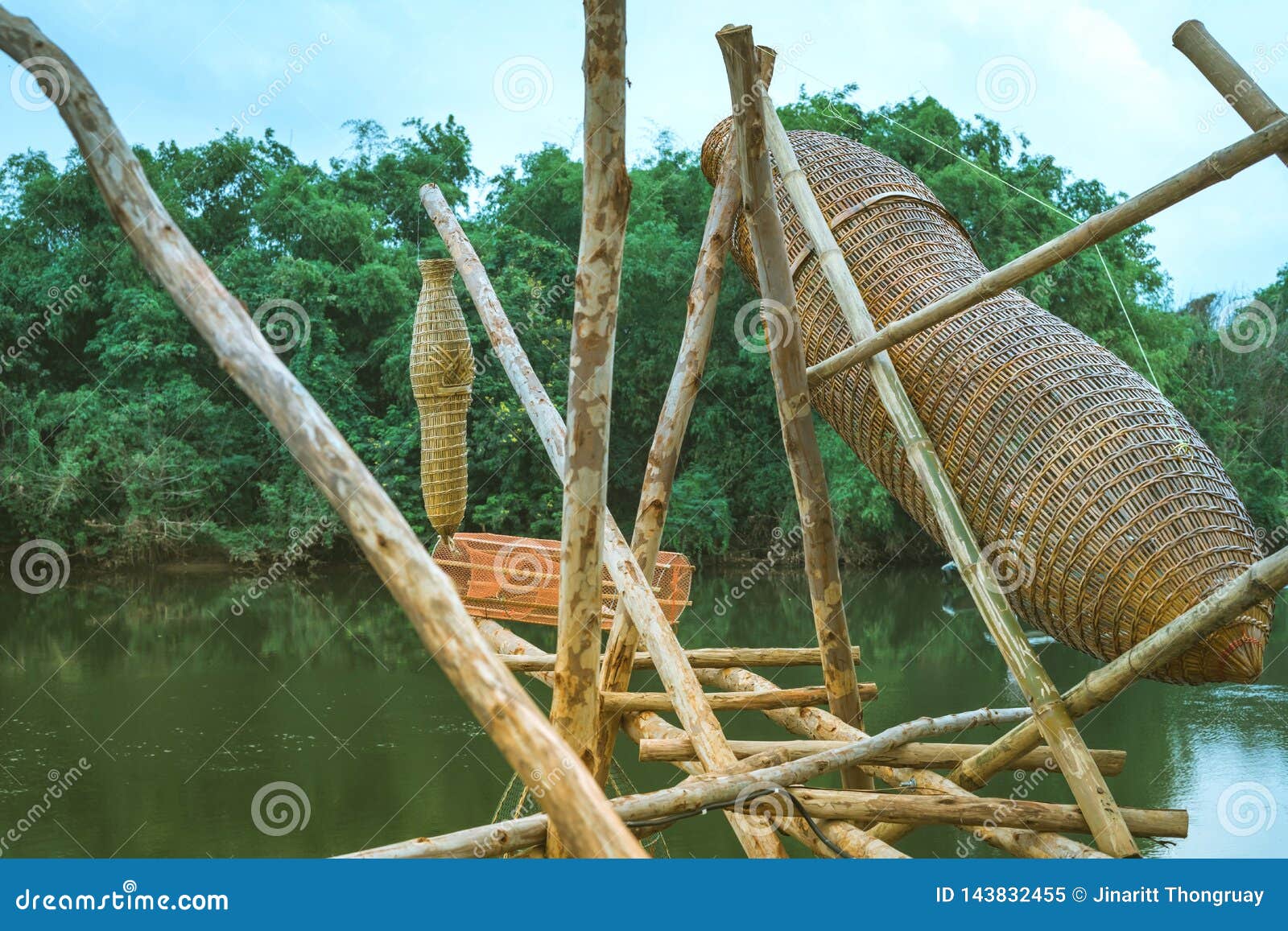 Ancient Bamboo Fish Trap Equipment of Countryside Stock Image - Image ...