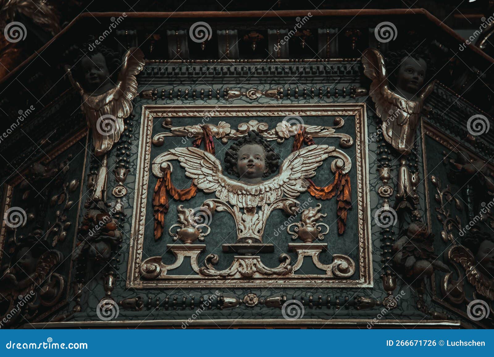 Ancient Bas-relief in the Catholic Church Stock Photo - Image of ...