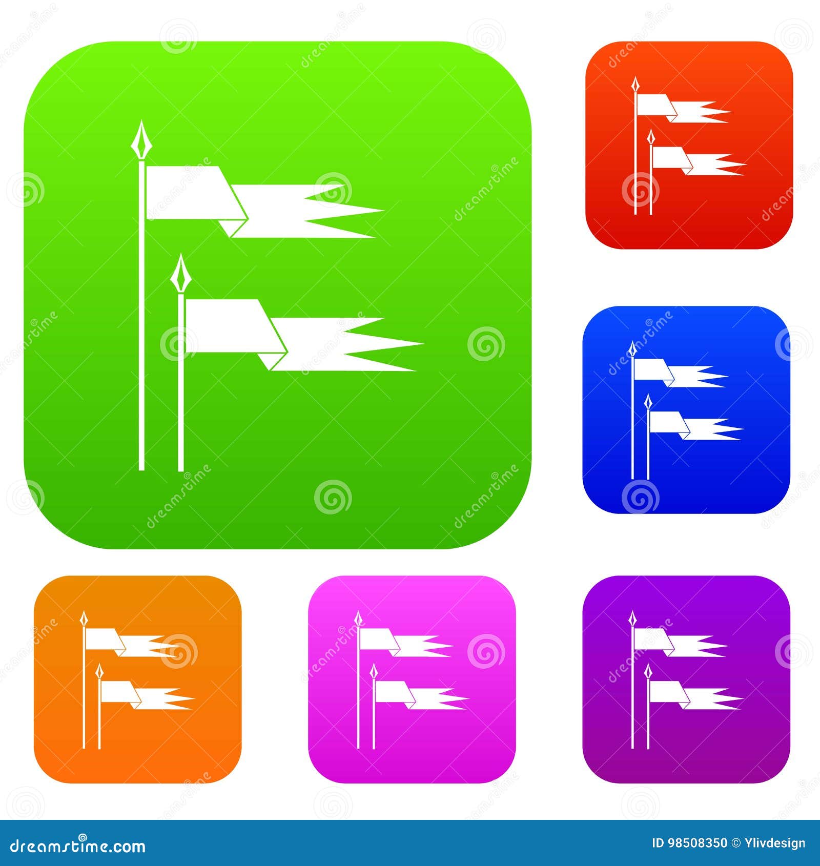 Ancient Battle Flags Set Collection Stock Vector - Illustration of peak ...