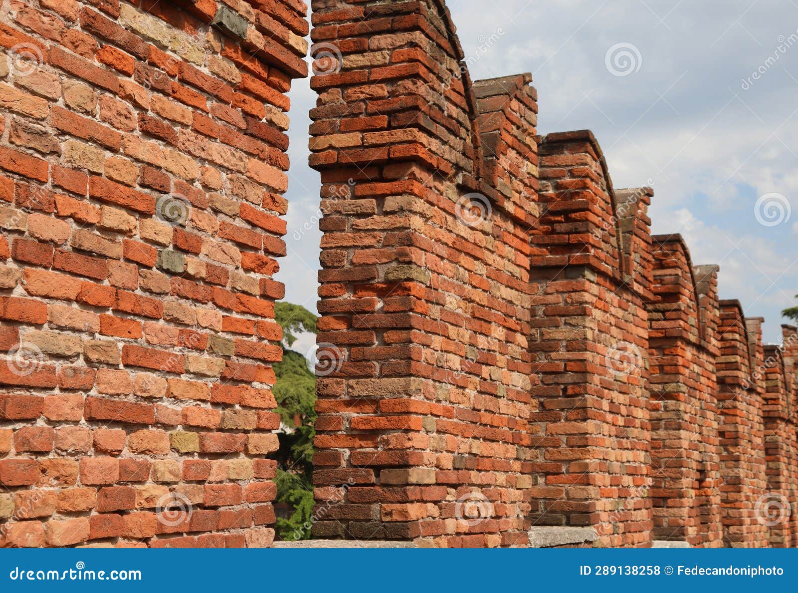 Ancient Battlements with Crenellations on the Wall Made with Old Bricks ...