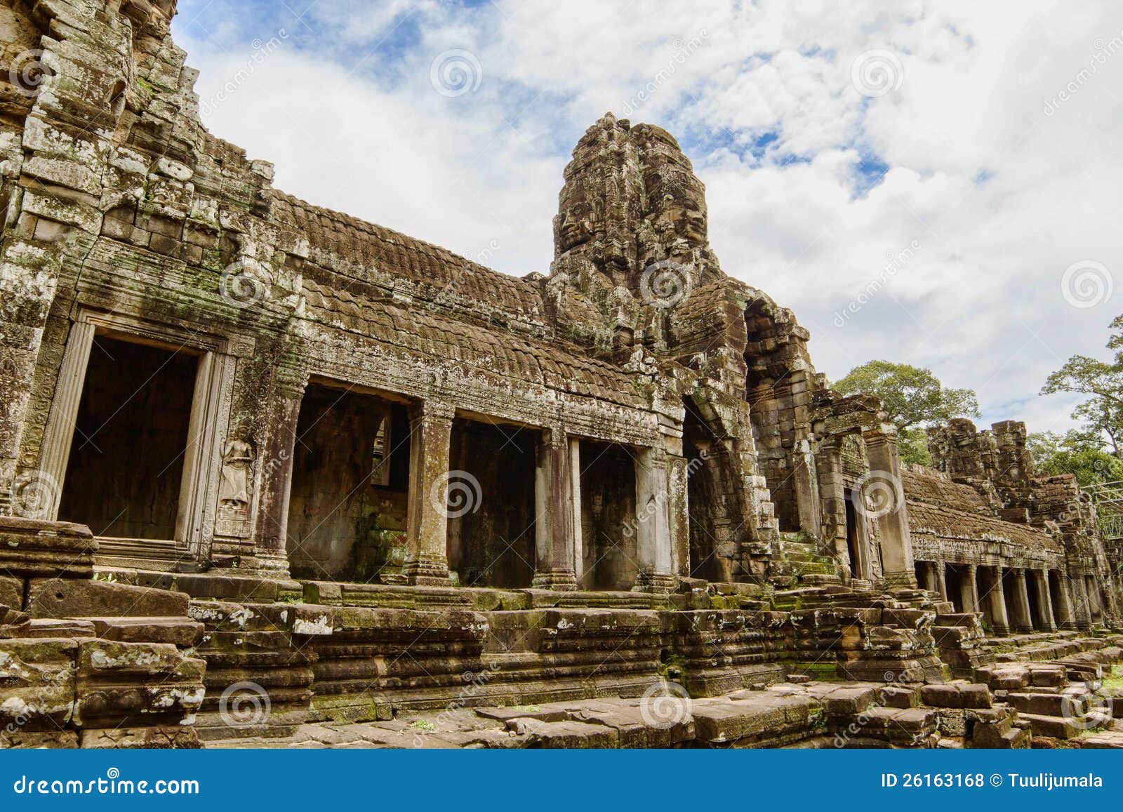 Ancient Bayon Temple stock photo. Image of building, architecture ...