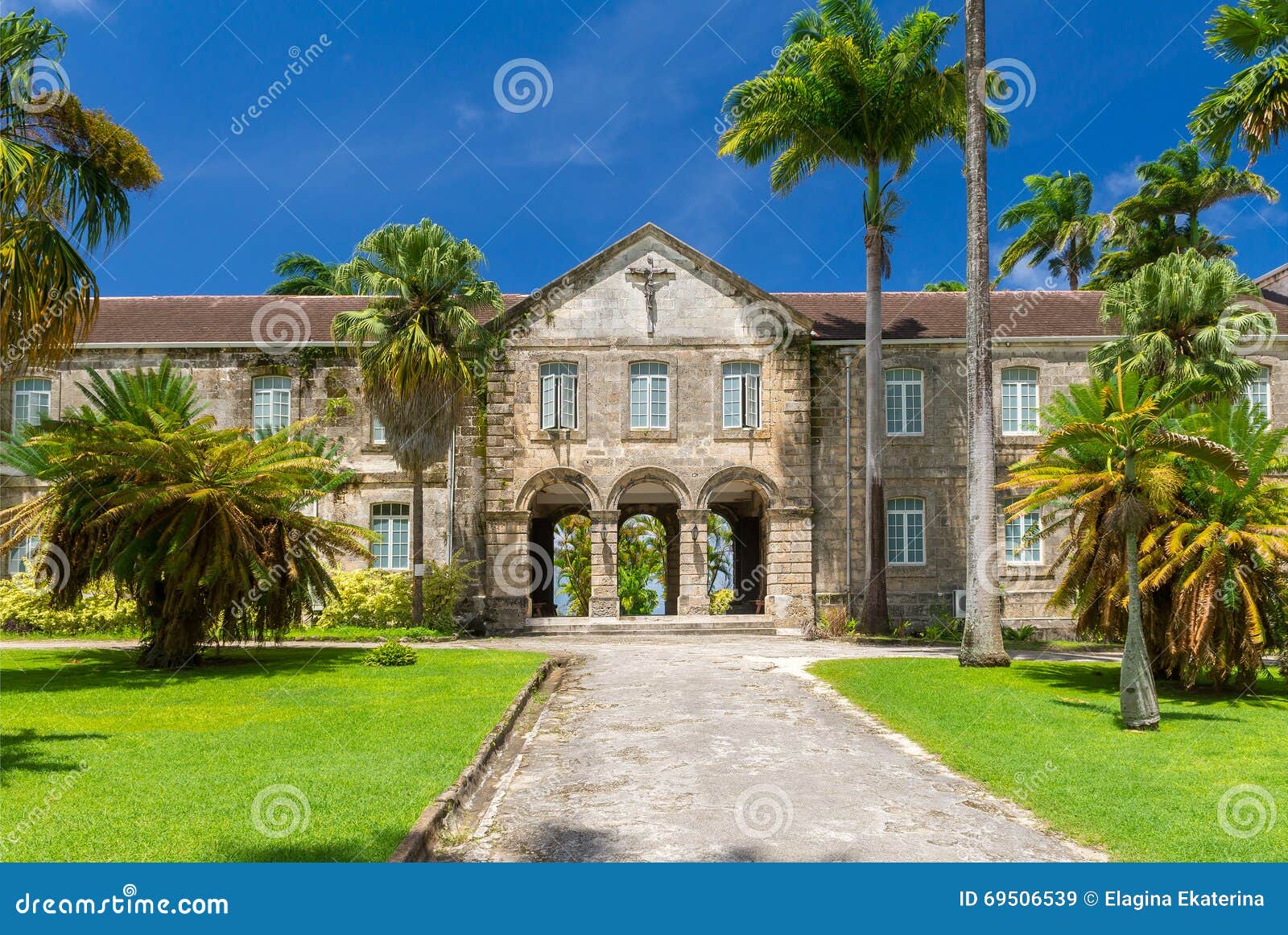 Ancient Beautiful Building of Codrington College, Barbados Stock Image ...