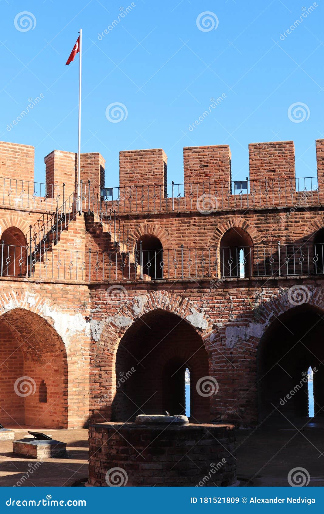 Ancient Bedesten Alanya Fortress Wall Towers Structure. Stock Image ...