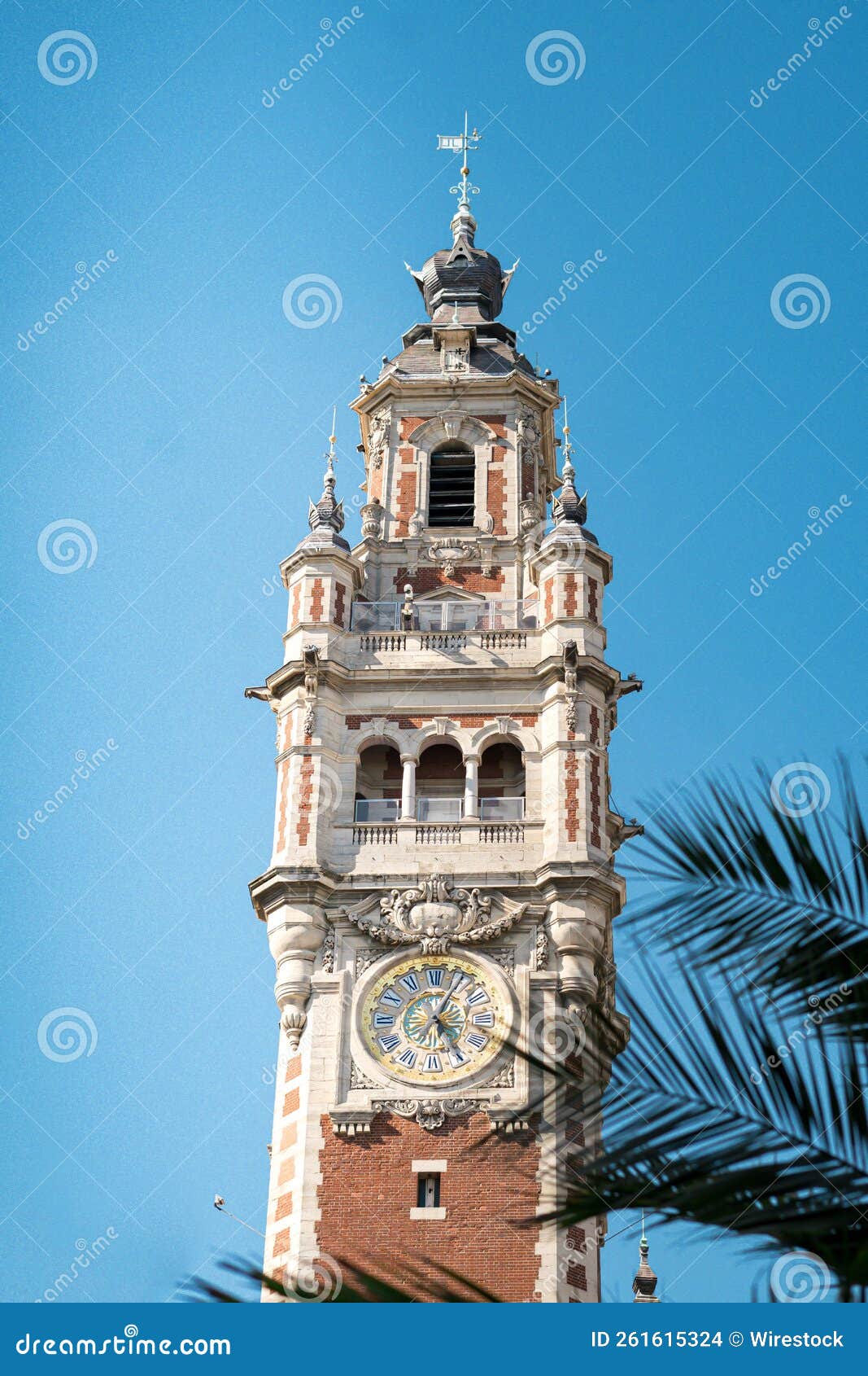Ancient Beffroi De Lille Tower Against the Blue Sky Stock Photo - Image ...